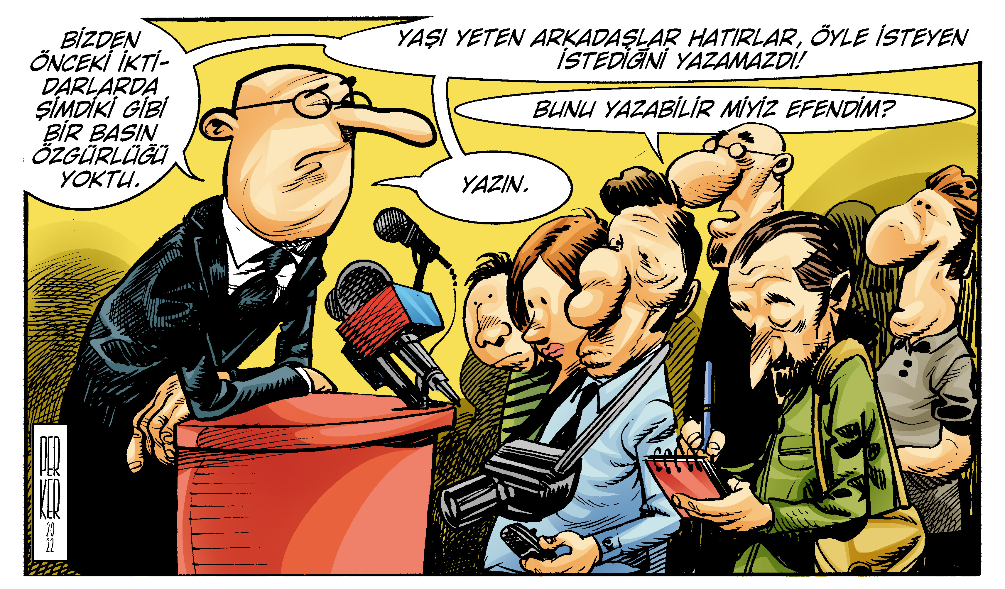 M. K. Perker çiziyor...