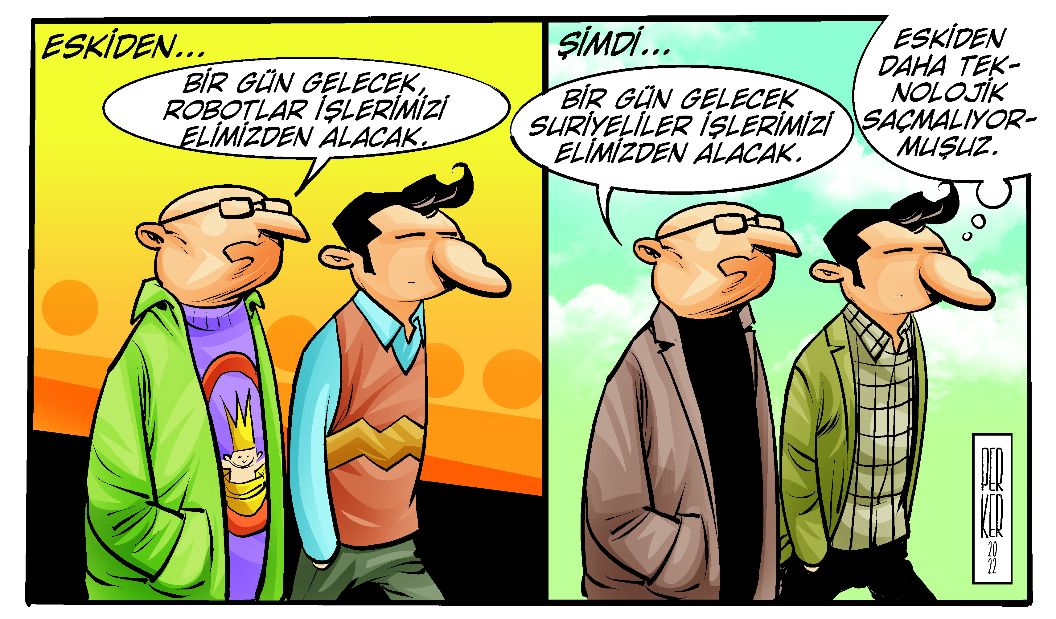 M. K. Perker çiziyor...
