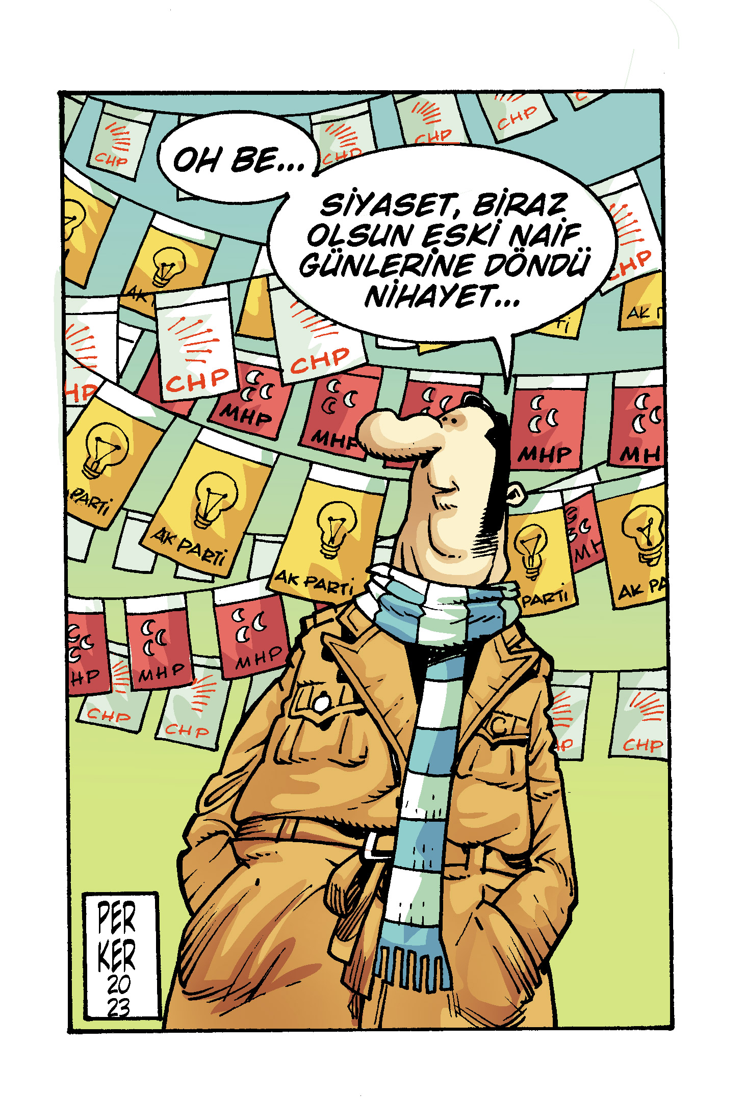 M. K. Perker çiziyor...