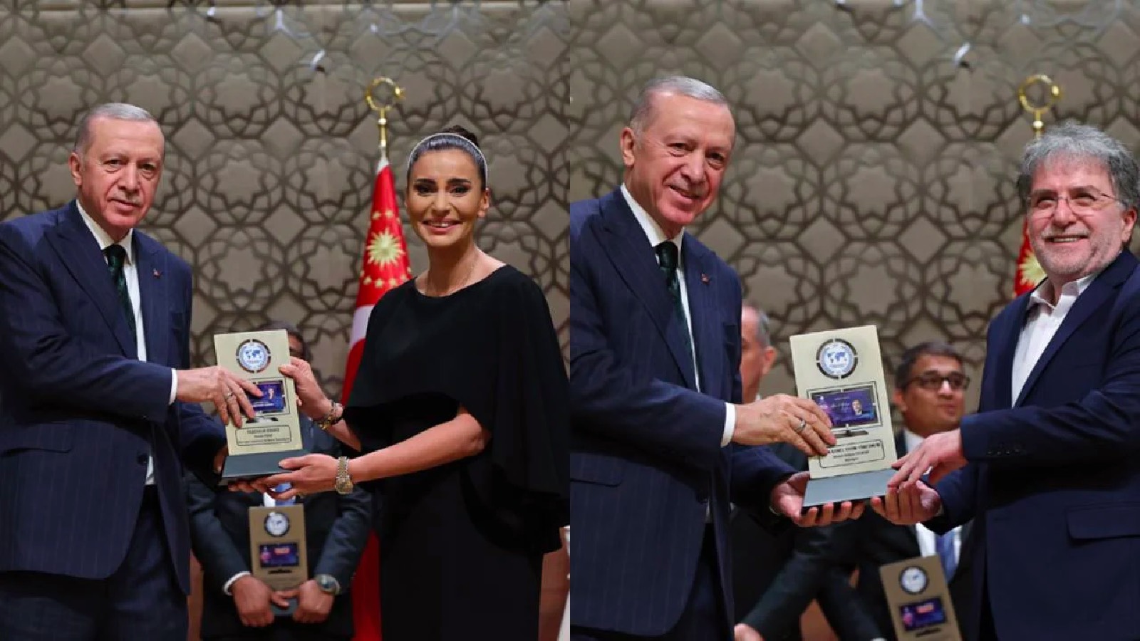Erdoğan'dan Hande Fırat ve Ahmet Hakan'a ödül