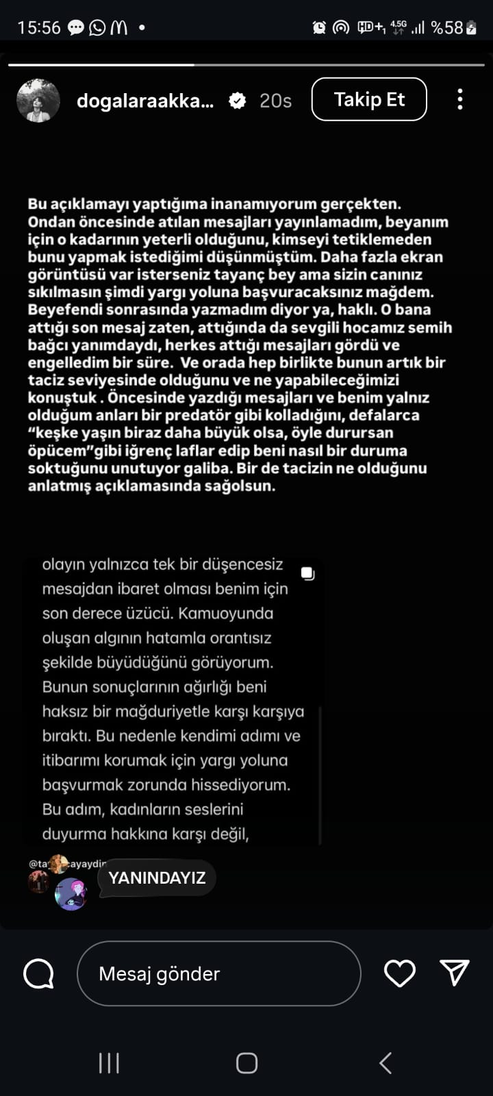 Taciz İddialarına Yanıt Gecikmedi: Doğa Lara Akkaya'dan Tayanç Ayaydın ...