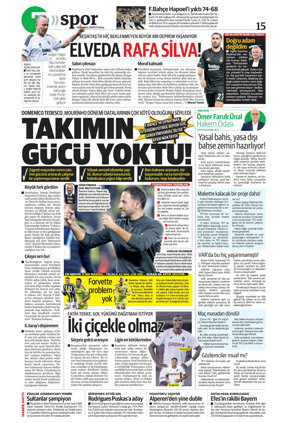 "Sergen varsa ben yokum" | Günün spor manşetleri - Foto Galerisi