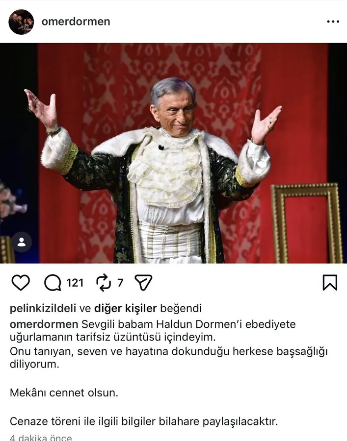 Duayen tiyatrocu Haldun Dormen hayatını kaybetti