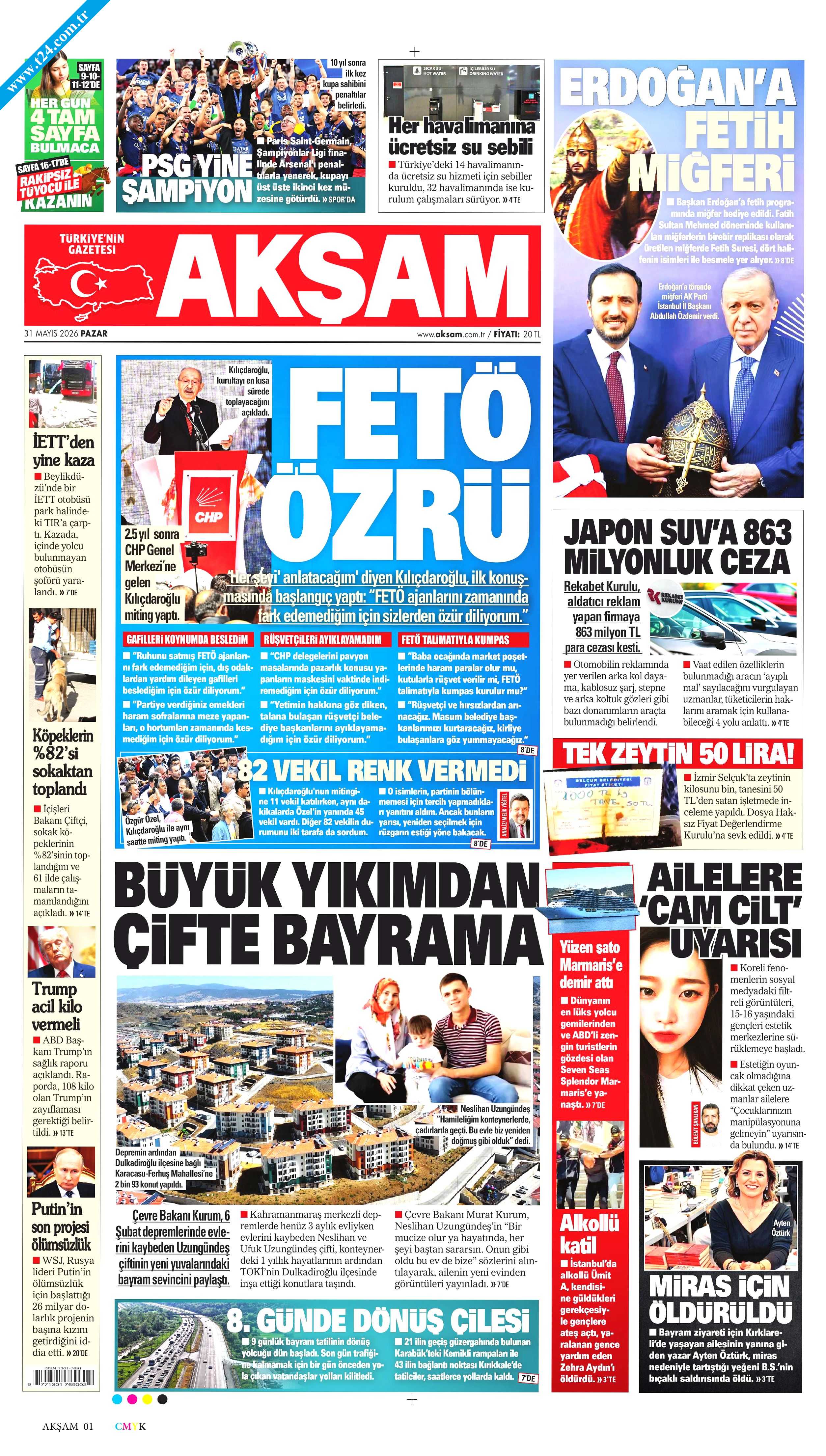 Akşam Gazetesi 31 Mayıs 2026