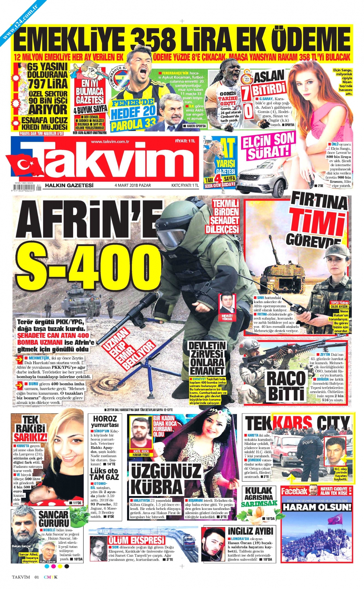 Takvim Gazetesi 4 Mart 2018